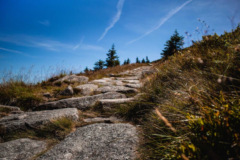 Mountain Rocky Path on a Beautiful Summer Day Stock Image - Image of ...