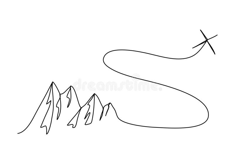 Mountain Route, One Line Drawing Vector Illustration Stock Vector ...