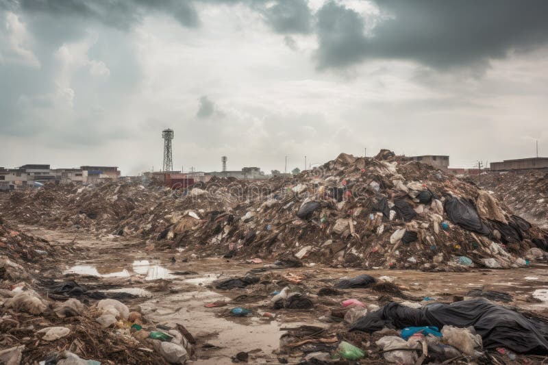 Mountain of Rubbish in a Garbage Dump. Generative AI Stock Illustration ...