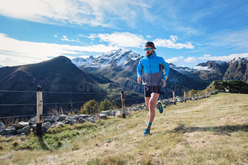 Mountain Runner Athlete Man during Workout Stock Photo - Image of ...