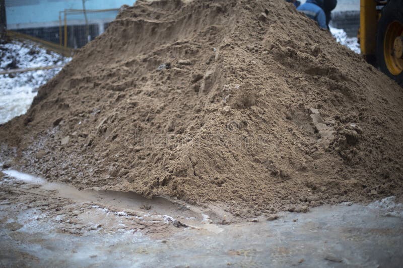 Mountain of Sand on Construction Site. Bulk Material Stock Photo ...
