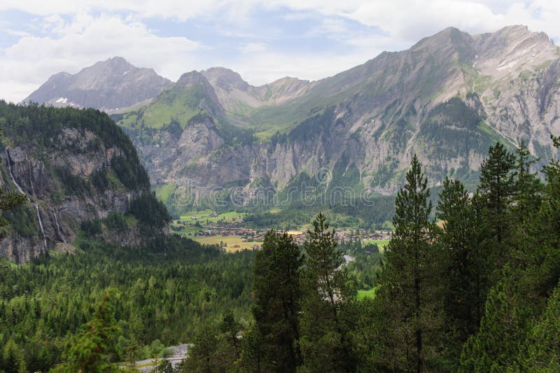 Mountain Scene in Switzerland Stock Photo - Image of lake, green: 95302876