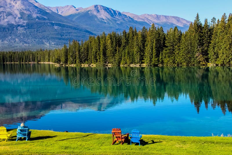 Mountain Scenery in Jasper National Park Stock Photo - Image of lake ...