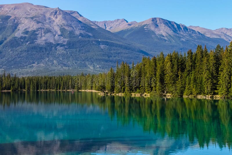 Lac Beauvert, Jasper National Park Stock Image - Image of emerald ...