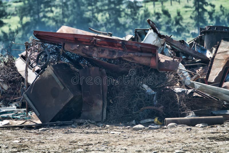 A Mountain of Scrap Metal in the Mountains Stock Photo - Image of junk ...
