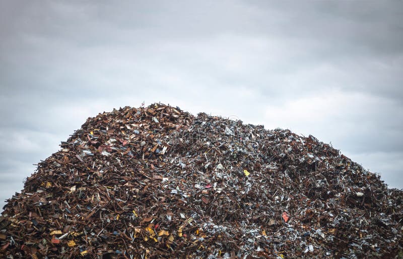 Mountain of scrap metal. stock image. Image of recycle - 232490635