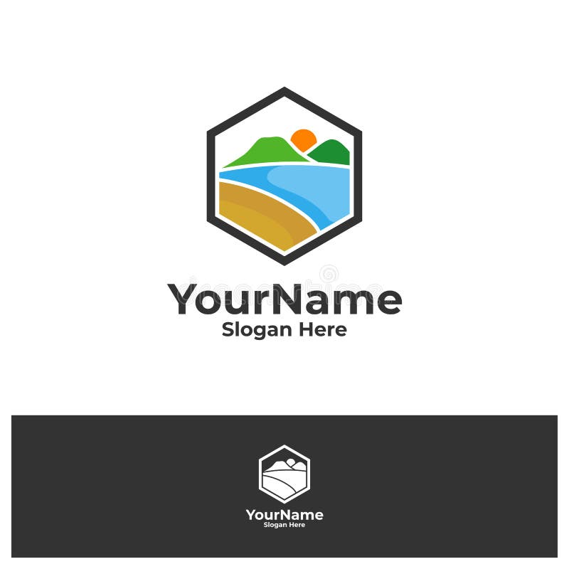 Mountain with Sea View Logo Design Vector Template, Mountain and Sea ...