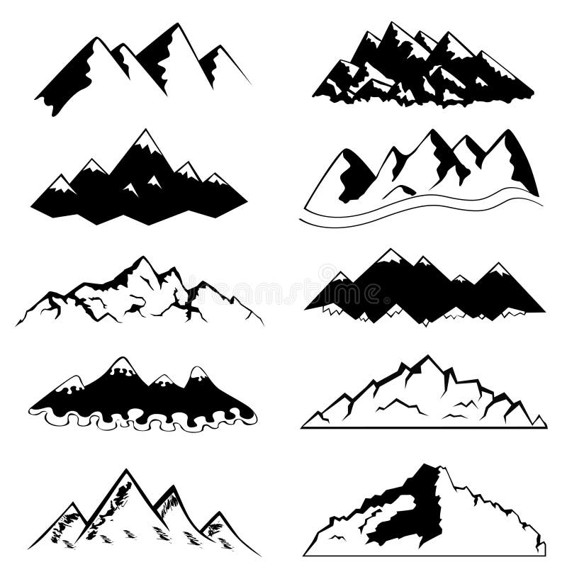 Mountains and Hills, Realistic or Stylized Stock Vector - Illustration ...