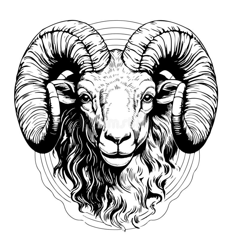 Ram Sheep With Horn Sketch Hand Drawn In Doodle Style Vector Illustration Stock Illustration
