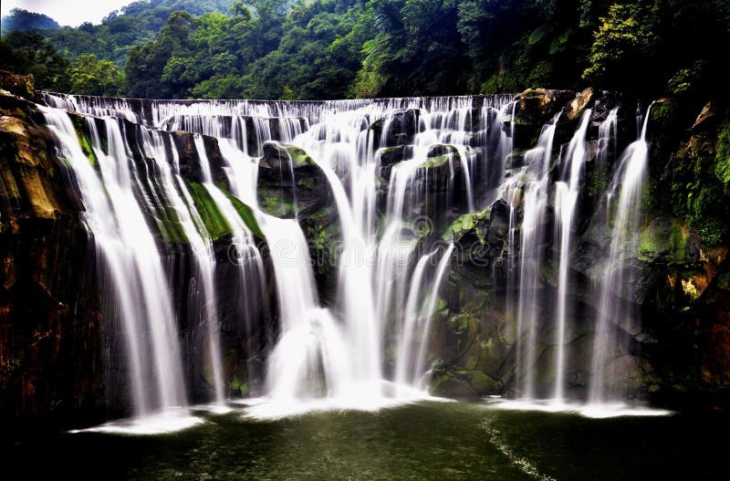 The Mountain Side Waterfall in Midsummer is Very Magnificent Stock ...