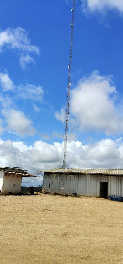 Mountain Signal Transmitter Pole Appears during the Summer Day Stock ...