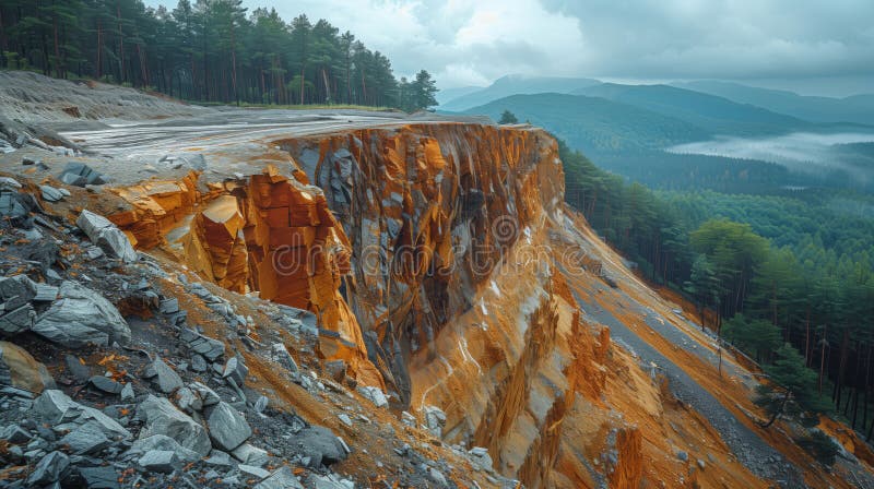 Massive Crack in Mountain Side Stock Illustration - Illustration of ...