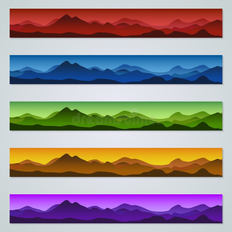 Mountain Colorful Web Banners Vector Templates Stock Vector ...