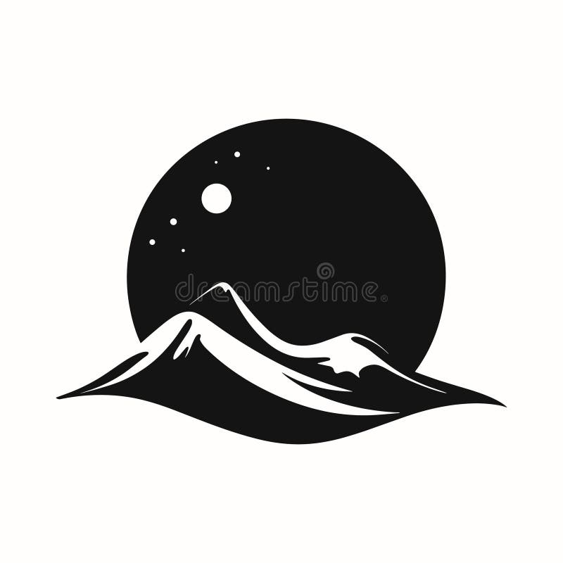 Mountain Silhouette with Night Sky Design Icon Isolated on White Icon ...