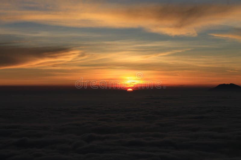 Mountain Sindoro Sunrise Time Stock Photo - Image of sunrise, mountain ...