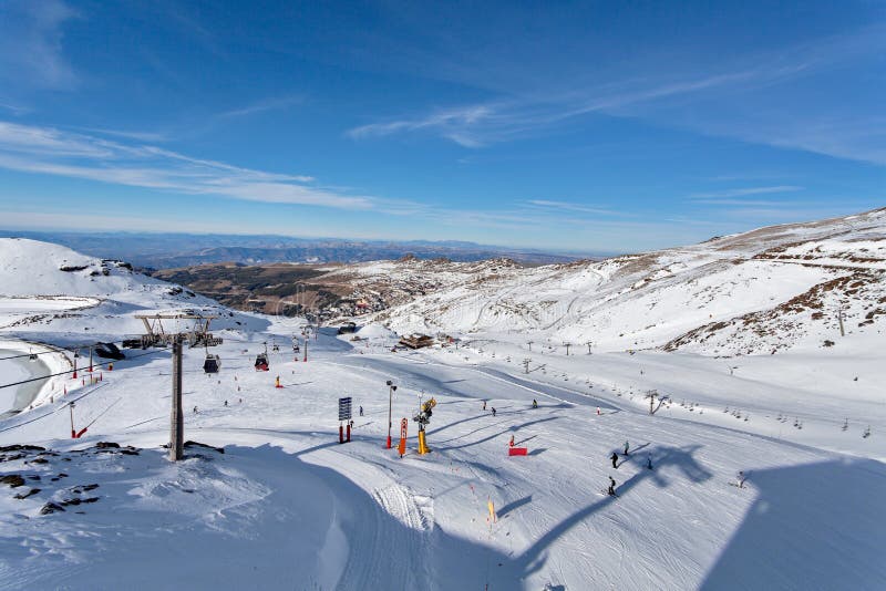Mountain Skiing - Pradollano Sierra Nevada Spain Stock Image - Image of ...