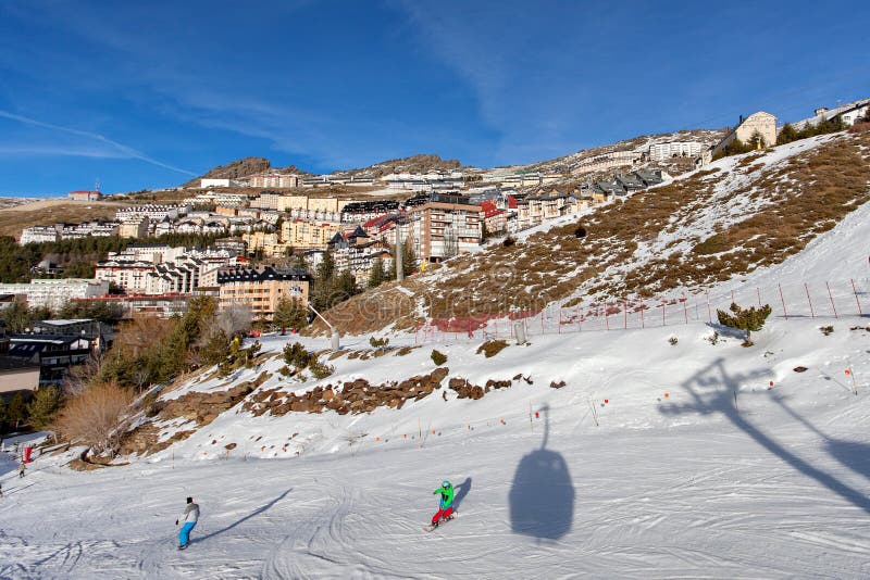 Mountain Skiing - Pradollano Sierra Nevada Spain Stock Photo - Image of ...