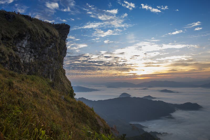 Mountain and Sky Fog Cliff. Stock Image - Image of conserve, travel ...
