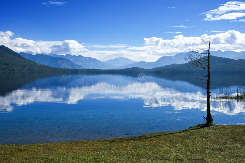 Mountain and Sky Reflection on the Lake Stock Image - Image of reflect ...