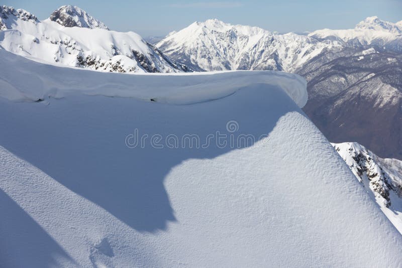 Mountain Slope and Snow Cornice Stock Photo - Image of cornice, extreme ...