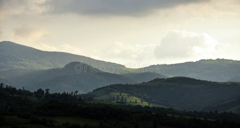 Mountain Slope View, Sunset Stock Image - Image of carpathians ...
