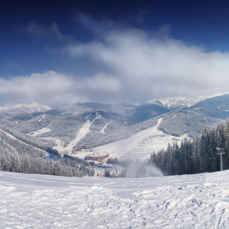 Mountain Slope At Winter Time Stock Image - Image of arctic, idyllic ...