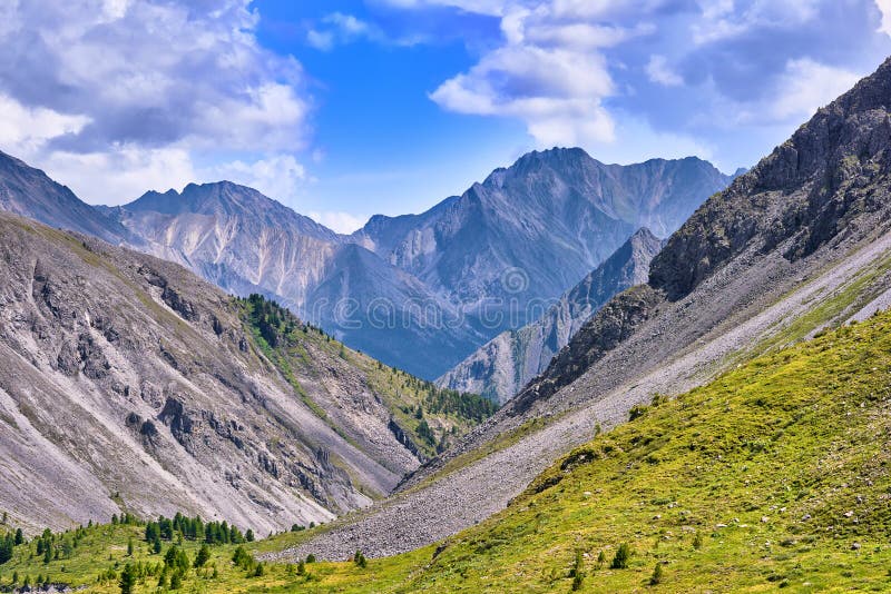 Mountain Slopes and the Peak in the Summer Stock Image - Image of ...
