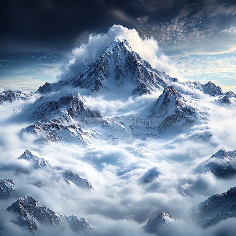 Mountain Snow Avalanche with Massive Snowfall and Eruption of Snowmass ...