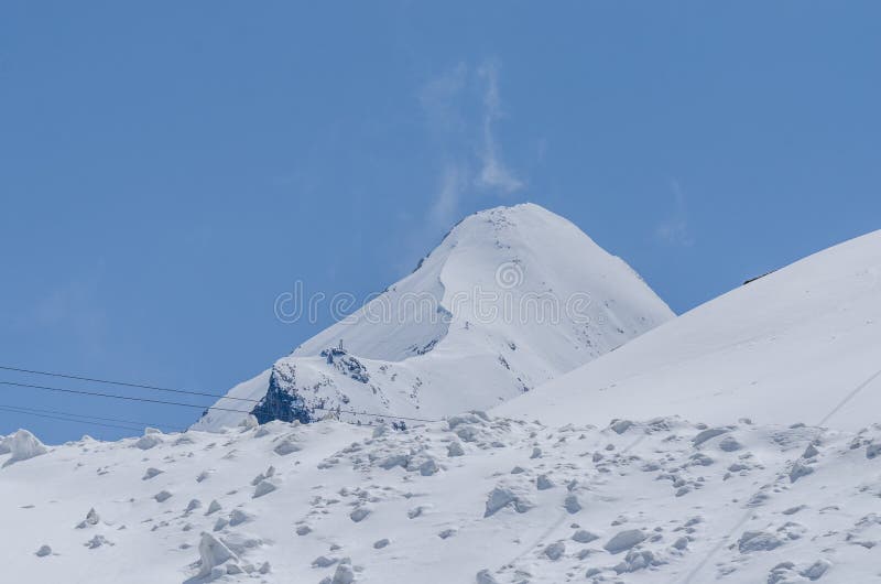 Mountain with Snow and Blue Sky Stock Image - Image of mountain, drive ...
