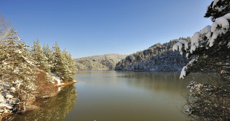 Mountain Snow Scene and Lake Stock Photo - Image of cold, glacier: 17753924