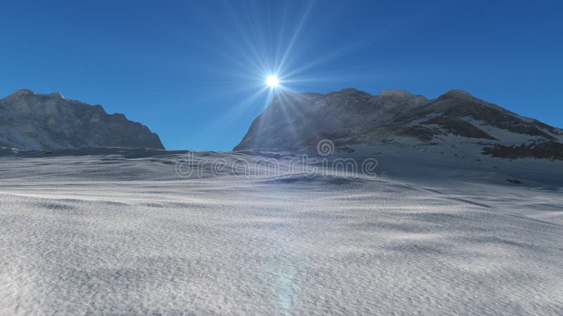Mountain Snow Sun Ray Illustration Stock Illustration - Illustration of ...