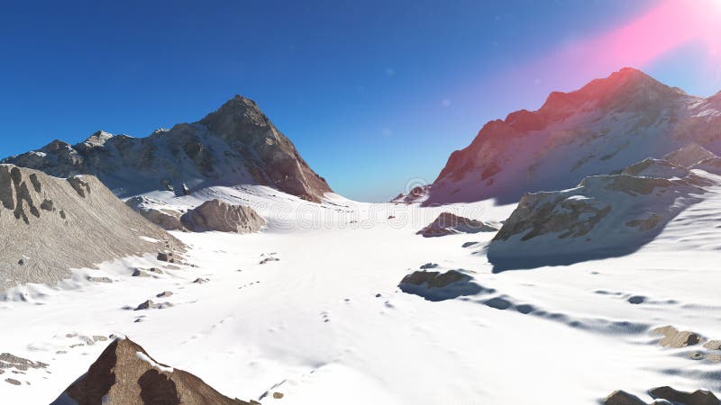 Mountain Snow Sun Ray Illustration Stock Illustration - Illustration of ...