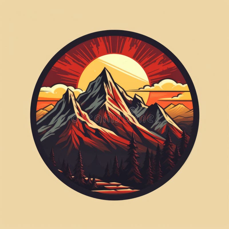 Mountain Sticker Logo Design Stock Illustration - Illustration of ...