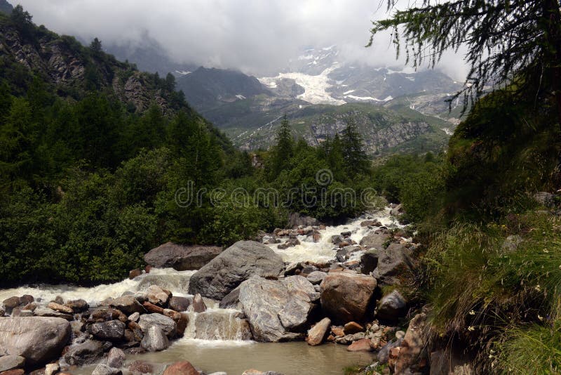 Mountain Stream in the Alps Stock Image - Image of monteverde, monte ...