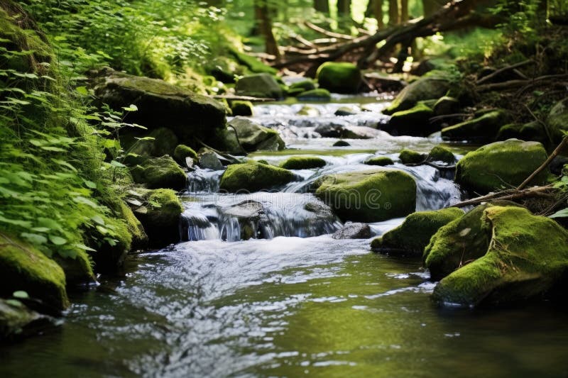 A Mountain Stream of Fresh Flowing Water Stock Photo - Image of ...