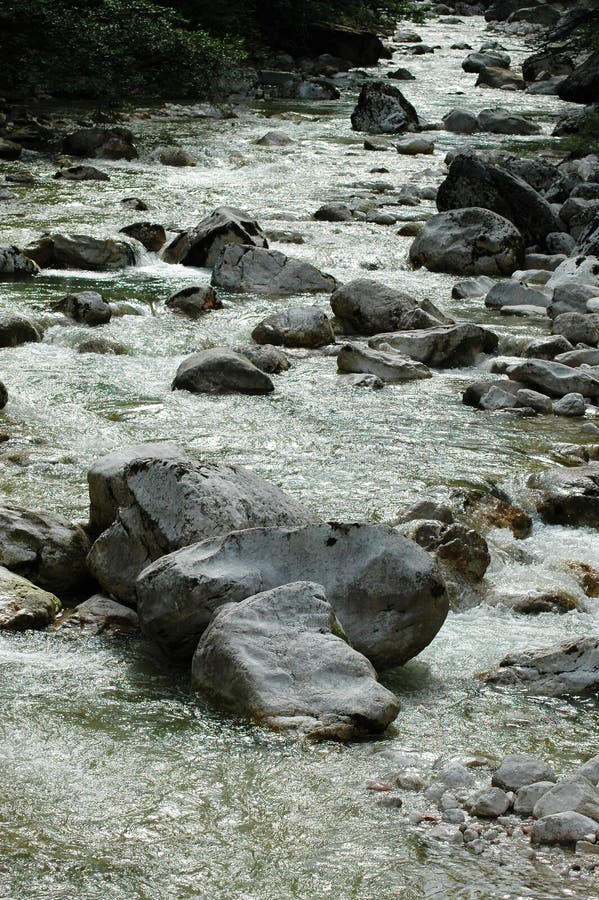 Mountain Stream with Large Rocks Stock Image - Image of amazing, gravel ...