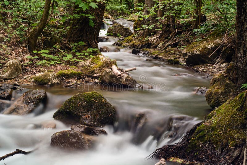 Mountain Stream with Long Exposure Stock Image - Image of brook, motion ...