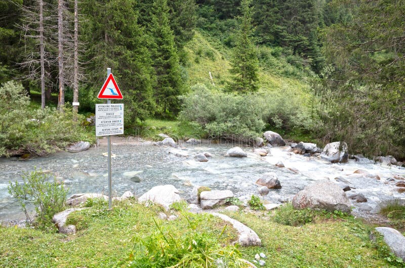 Mountain Stream in the North of Italy Stock Photo - Image of warning ...
