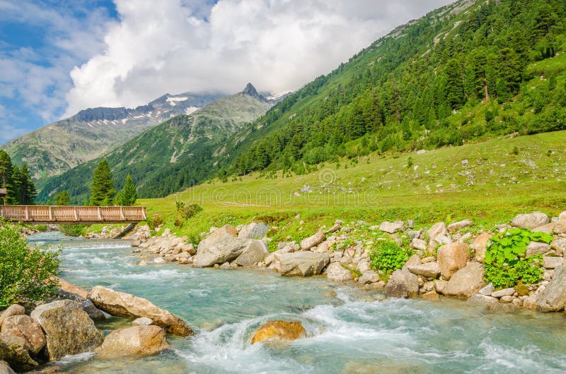 Mountain Stream and Peaks of Alps, Austria Stock Photo - Image of rock ...