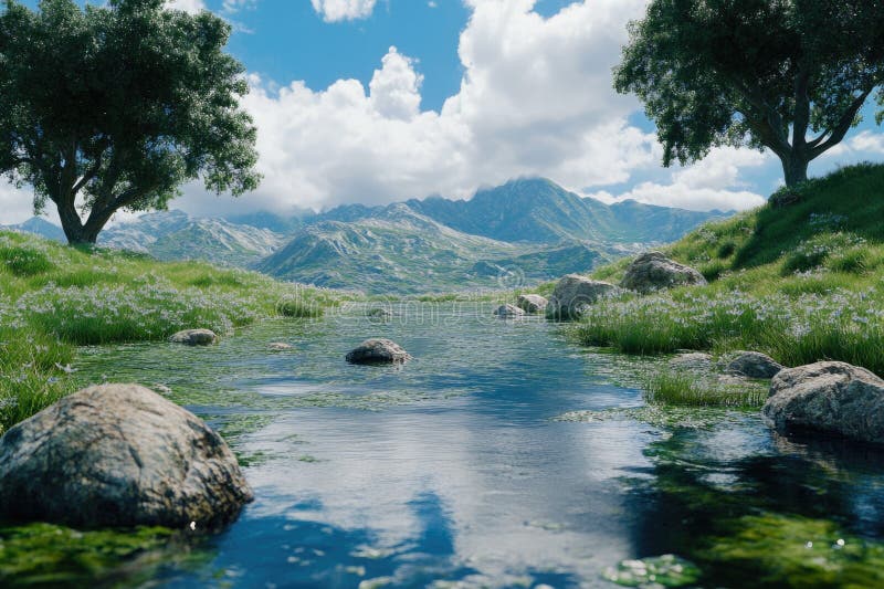 Mountain Stream Reflection stock photo. Image of greenery - 360022036