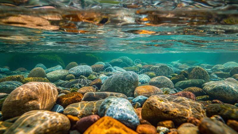 Mountain Stream with Rocks and Moss Visible Beneath the Water S Surface ...