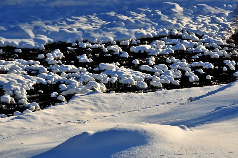 Mountain Stream with Snow on the Pebbles Stock Photo - Image of cold ... Mountain Stream with Snow on the Pebbles Stock Photo - Image of cold ...