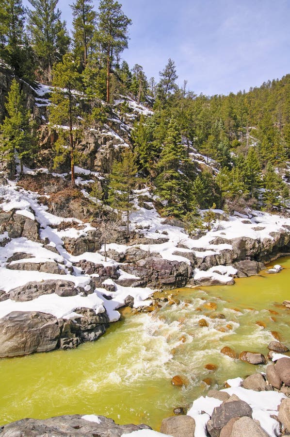 Mountain Stream in Spring Snow Stock Photo - Image of colorado, outdoor ...