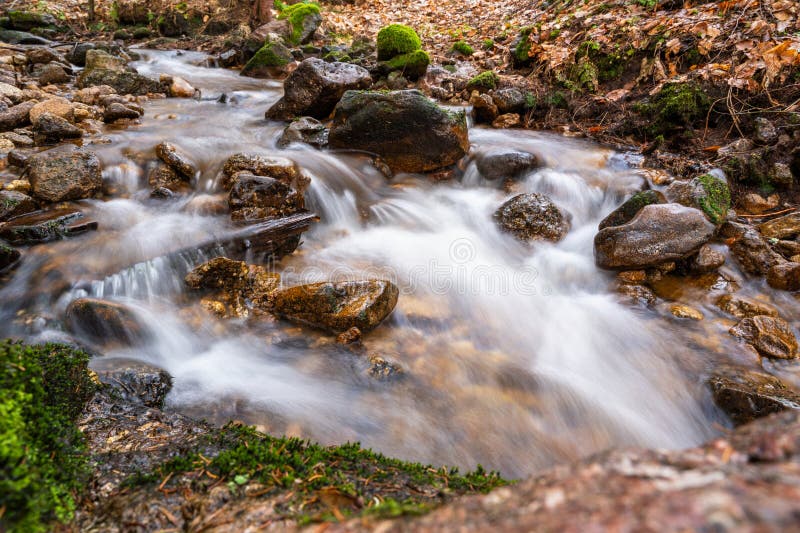 Mountain Stream with Stone in Forest in Spring, Ore Mountain Stock ...