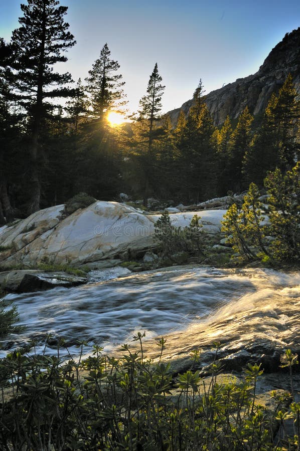 Mountain Stream at Sunset stock image. Image of forest - 11144319