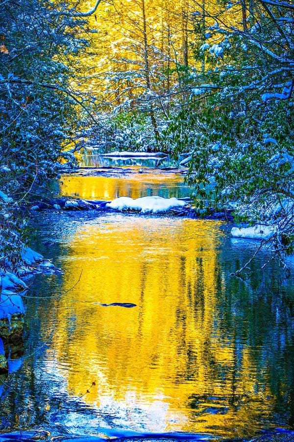 Mountain Stream at Sunset stock image. Image of colorful - 67108747