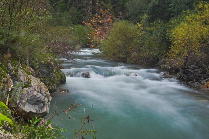 Mountain Stream Turquoise Blue Water Long Exposure Effect Stock Photo ...