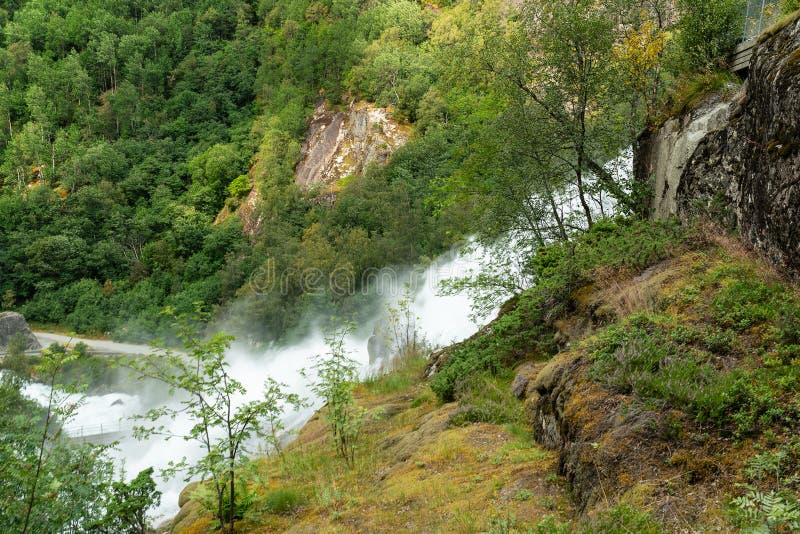 Waterfall Stream Mountain Green Landscape, National Park Jostedalsbreen ...