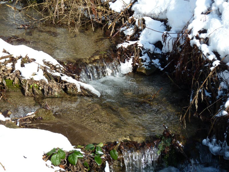 Mountain Stream with Waterfall Cascades in Early Spring Stock Image ...