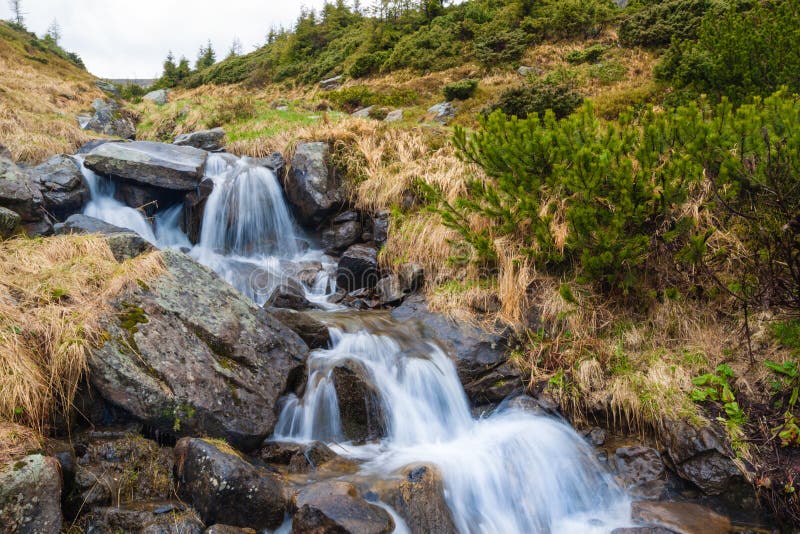 Mountain Stream with Waterfalls Stock Photo - Image of outdoors, beauty ...